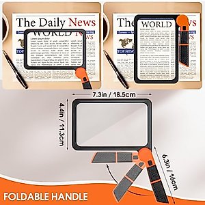 Large Magnifying Glass with Light, Full Page 5X Magnifier 48LED Cold & Warm Light with 3 Modes, Folding Handheld Illuminated Lighted Magnifier for Seniors Low Vision Reading Inspection (Full Page)