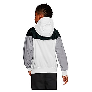 Nike Boy's Sportswear Windrunner Jacket (Little Kids/Big Kids) White/Black/Wolf Grey/White XL (18-20 Big Kid)