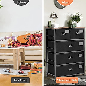 n/a 5-Drawer Storage Dresser Stable Heavy Duty Steel Frame Breathable Removable Fabric Bins Concise Living Room Storage Cabinets