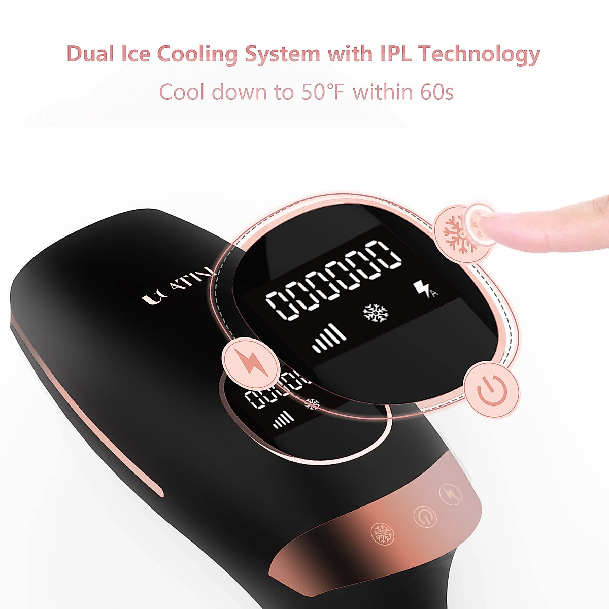 UCATINI Laser Hair Removal Device for Women permanent, Upgraded Central Ice Cooling IPL Home Use Hair Removal Device, Unlimited Flash, 5-Level, Auto Slide Mode with Storage Stand, Black