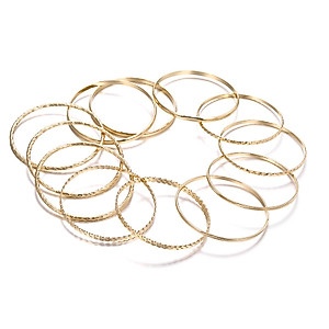 FUNOJOY Gold Bangle Bracelets For Women,14K Gold Plated Boho Indian Stackable Bracelets Gold Bangles For Women Girls Jewelry Gifts