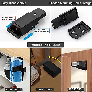 Magnetic Push to Open Cabinet Hardware CBRIVE® 2 Pack Heavy Duty Push Latch & Lock for Hidden Door Touch Latches and Catch Magnet Push Release Drawer Pull Tip on RV Closet Close Strong Pop Out, Black