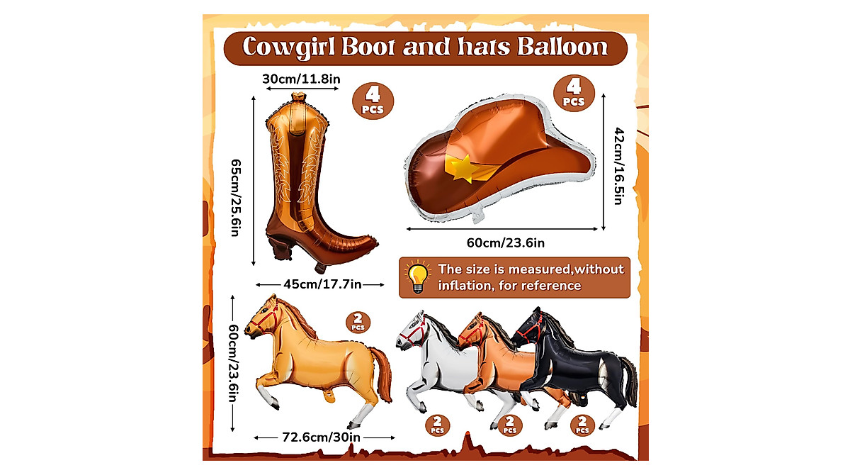 PullCrease 16 Pcs Western Party Balloons for Celebrations