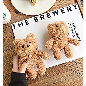 Joyleop Plush Bear Case for Airpods 1/2, Stuffed Animal Soft Fluffy Furry Fur Fuzzy Cute Cartoon Fun Funny 3D Design Kids Girls Boys Cover, Kawaii Cool Character Unique Air pods Cases for Airpod 1&2