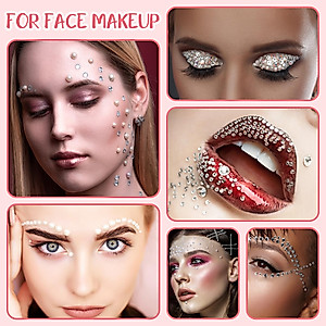 15 Sheets 3195 Pcs Self Adhesive Rhinestones Pearls, 6 Sizes Face Gems Jewels Pearl Stickers Stick On Hair Gems for Halloween Decoration Makeup Crafts