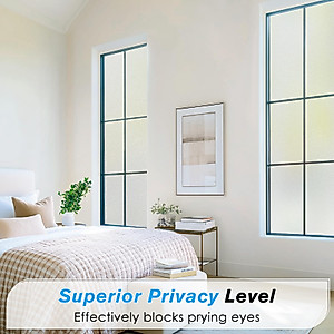 Haton Window Privacy Film Frosted Glass Film for Bathroom, Static Cling Sun Heat Blocking Window Clings, Opaque Frosting Coverings Tint for Home Door, Non-Adhesive, Pure 17.5" x 78.7"