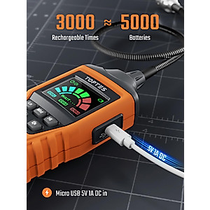TopTes PT520A+ Rechargeable Gas Leak Detector, Natural Gas Detector with 17-inch Probe, Checking Combustible Gas Leaks Like Natural Gas, Propane, Methane, Butane for Home, HVAC and RV - Orange