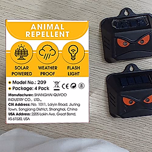 4 Packs Animal Repellent - Solar Predator Control Lights - Fox Deterrents for Gardens - Deer Repellent Devices - Raccoon Repellent - Cat Repellent - Fox Repellent - Motion Sensor Eye Guard