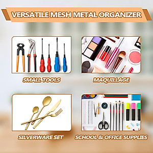 COSWE Silverware Tray for Drawer, Silverware Organizer, Metal Drawer Organizer Kitchen Utensils with Foam Feet Multi Compartments Cutlery Organizer in Drawer