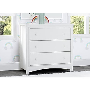 Delta Children Perry 3 Drawer Dresser with Changing Top, Greenguard Gold Certified, Bianca White