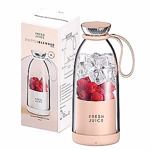 Fresh Juice Bottle Blender Plus,Personal Blender for Smoothies, Juices and Protein Shakes On the go,Smoothie Mini Blender for Home, Travel, Office, Gym,500ml, USB Rechargeable, Quiet, BPA Free (Pink)