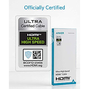 Anker 8K@60Hz HDMI Cable, Ultra High Speed 4K@120Hz 48Gbps 6.6 ft Ultra HD HDMI to HDMI Cord, Support Dynamic HDR, eARC, Dolby Atmos, Compatible with PlayStation 5, Xbox Series X, Samsung TVs and More