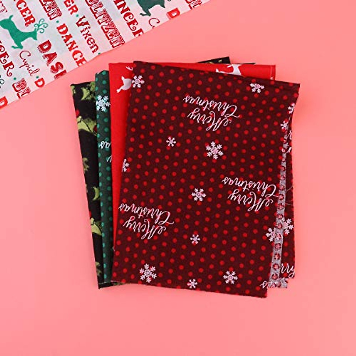Healifty 20 Pieces Christmas Fabric Bundles Sewing Squares Bundle Multi- Color Fabric Patchwork Christmas Tree Fat Quarters Precut Santa Claus Fabric Scraps for Christmas DIY Quilting