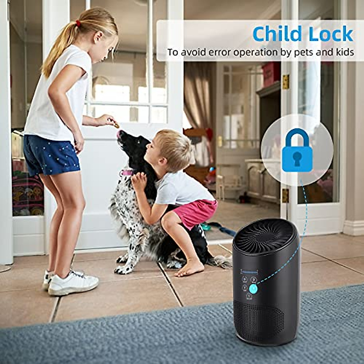 HEPA Air Purifiers for Home Bedroom, Smoke Air Cleaner with Fragrance Sponge, Lock Set, Ultra Quiet HEPA Air Purifier for Dust, Odor, Pet Dander,Smoke