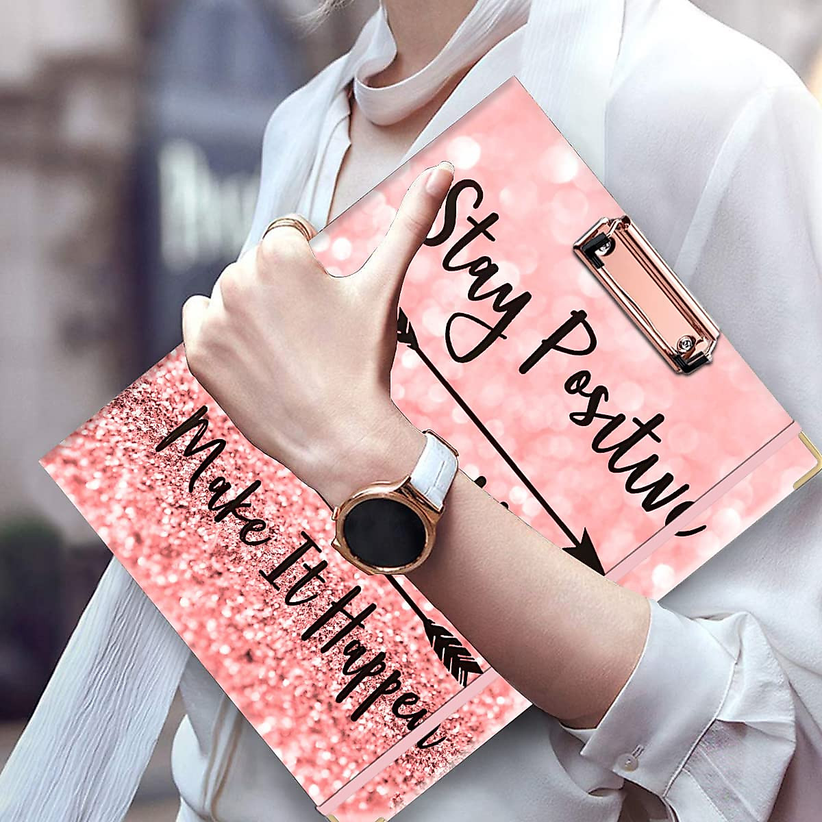 Lateefah 3 Ring Binder, 2 Inch Binder Organizer for Letter Size(8.5'' x 11'') with 5-Tab Dividers and Pockets, Portfolio Binder Cute Binder with Low Profile Clipboard for Office, School Supplies