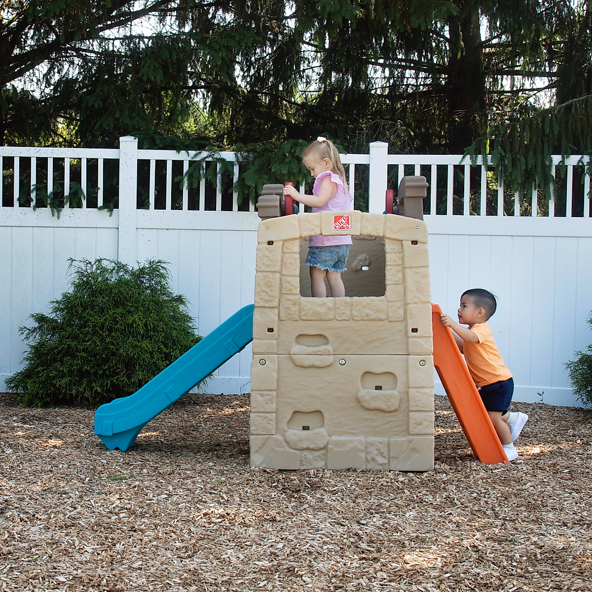 Step2 Naturally Playful Woodland Climber, Kids Outdoor Playset, Backyard Playground Set, Slide, Rock Climbing, Outside Jungle Gym, For Toddlers 2-6 Years Old