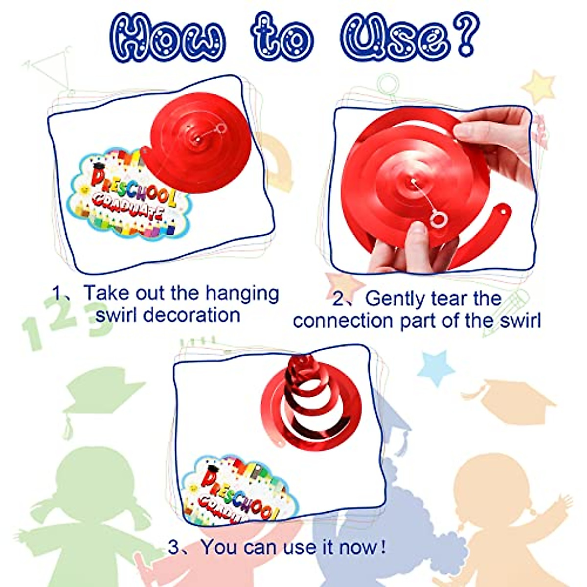 Yisong 46 Pieces Preschool Graduate Party Decorations Kindergarten Graduation Party Congrats Hanging Swirl for Pre Elementary Celebration Graduation Party Class of 2023 Ceremony School Party Supplies