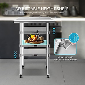VIVOHOME 24 x 24 Inch Stainless Steel Work Table with Backsplash, Prep Commercial Table with Wheels for Restaurant, Hotel, Home and Warehouse