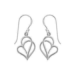 Boma Jewelry Sterling Silver Polished Twisting Heart Dangle Earrings