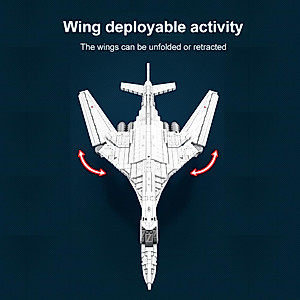 MISINI 33036 Aircraft Building Blocks Kit, 1598 Pcs Soviet Supersonic TU-160 Strategic Bomber White Swan Aricraft Model Building Blocks, Jets Building Blocks Sets, Gifts for Military Fans and 14+