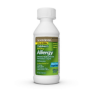 GoodSense Children’s All Day Allergy, Cetirizine Hydrochloride Oral Solution 1 mg/mL, Grape Flavor, 4 Fluid Ounces