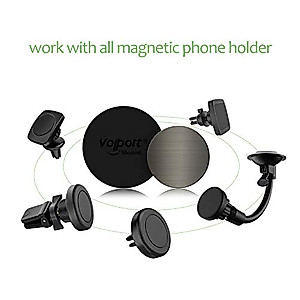 VOLPORT Mount Metal Plates Replacement 6pcs for Magnetic Phone Magnet Car Mount, Phone 3M Strong MagicPlate Metal Disc Sticker Adhesive Round for Magnet Cell Phone Holder Grip(Pops Stand Not Included)