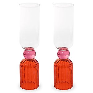 ban.do Bar Glass Set of 2, 6.6oz Cute Cocktail Glasses for Adults, Unique Cocktail Wine & Champagne Glasses, Aesthetic Glassware for Bar Cart, Tipsy Turvy