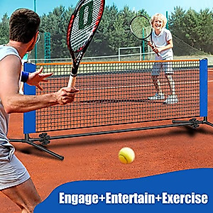 Eastgoing 10 ft Mini Portable Soccer Tennis Net | Pickleball Net System with Carrying Bag for Driveway Backyard. Easy Assemble Beach Tennis Net | Tennis Practice for Indoor and Outdoor