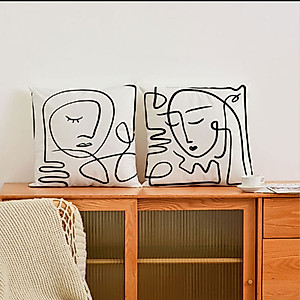 AEFPOYMXU Square Decorative Throw Pillow Covers Set of 4 White Couch Pillows with Zipper for Summer Farmhouse Living Room Soft Short Plush (18"*18")