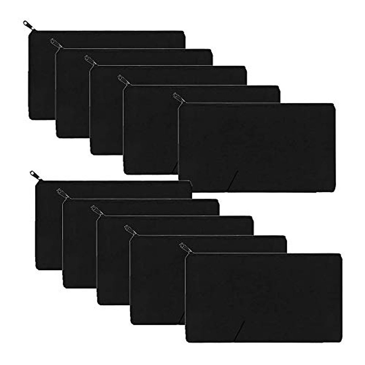 N*A Large Black Canvas Makeup Bag Multi-Purpose Cosmetics Bag with Zipper Cotton Canvas Travel Toiletry Pouch Pen Coin Bag DIY Craft Bag - 10 Pack