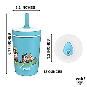 Zak Designs Bluey Kelso Toddler Cups For Travel or At Home, 12oz Vacuum Insulated Stainless Steel Sippy Cup With Leak-Proof Design is Perfect For Kids (Bluey, Bingo, Grandad Mort)