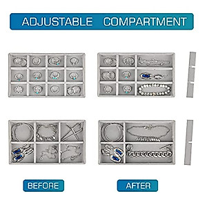 UYBeauty Acrylic Jewelry Box with 5 Drawers,Velvet Jewellery Organizer,Jewelry Storage Case for Earring Necklace,Ring Organizer Storage for Women(Grey,5 Drawers)