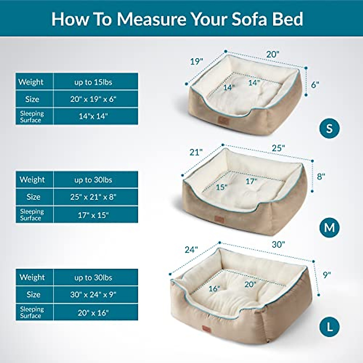 Bedsure Dog Beds for Large Dogs - Cat Beds for Indoor Cats, Rectangle Cuddle Large Medium Dog Bed Washable with Anti-Slip Bottom, 30 Inches, Camel