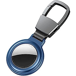 AirTag ,Magnetic Alloy Metal AirTag Protective Case,with Anti-Loss Key Chain (Black)