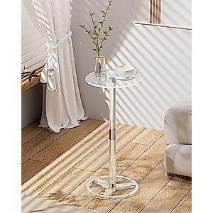 invisibiliter Small Acrylic Drink Table, Clear Side Table for Small Space, 10 Inches Round Modern End Table for Living Room, Bedroom, Balcony, Bathroom, and Home Office