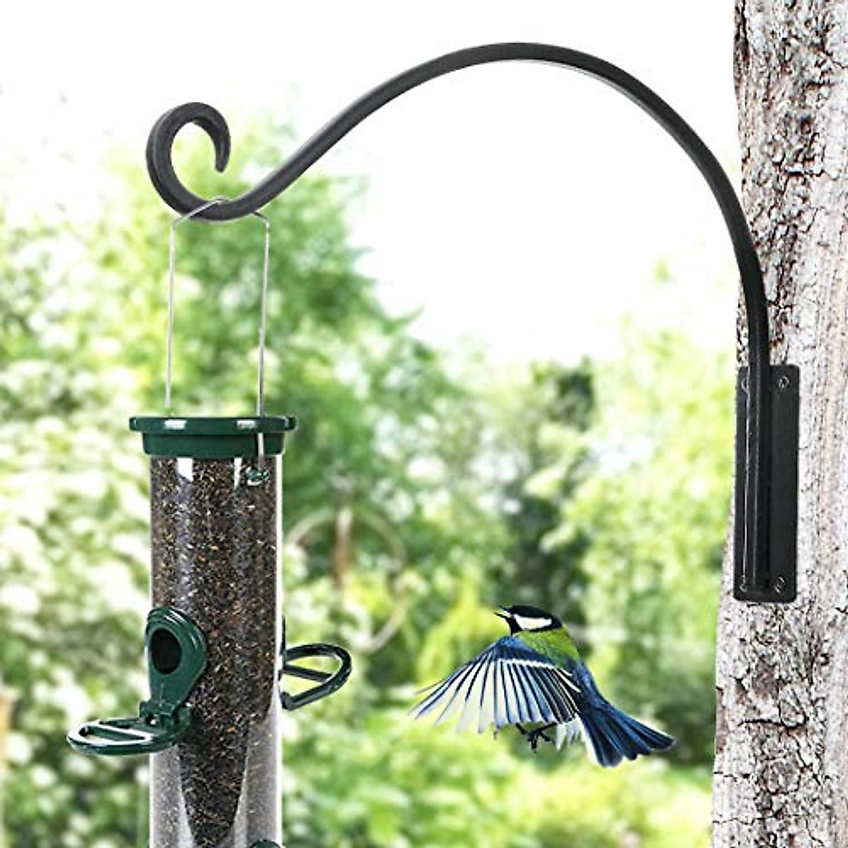 Lifyzoon Heavy Duty Plant Hanger Bracket (16"/Black) Outdoor Hand-Forged Hanging Plant Bracket Durable and Stable Bird Feeder Hanger