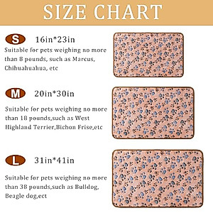 1 Pack 3 Blankets Super Soft Fluffy Premium Fleece Pet Blanket Flannel Paw Printed Throw for Dog Puppy Cat (Small 23x16'', Brown, Pink, White)