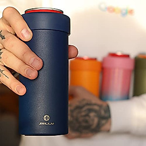 JIVILILM Stainless Steel Insulated Cooler for 12oz Slim Cans | Skinny Can Drinks Holder for Hard Seltzer, Beer, Soda, and Energy Drinks (Navy Blue)