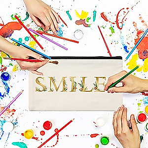 SEPGLITTER 4PCS Blank DIY Craft Bag Canvas Pouch Zipper Pen Pencil Case Cotton Invoice Pouch Bulk Cosmetic Bags for Makeup Travel Toiletry Storage 8.3 × 4.7 Inch（White）