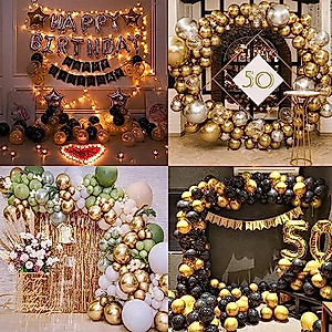 Dazzle Bright 100 PCS Metallic Gold Balloons Latex Balloons Different Party Balloon Kit for Balloon Garland Arch Birthday Party Graduation Baby Shower Wedding Holiday Decoration(18-12-10-5 Inch)