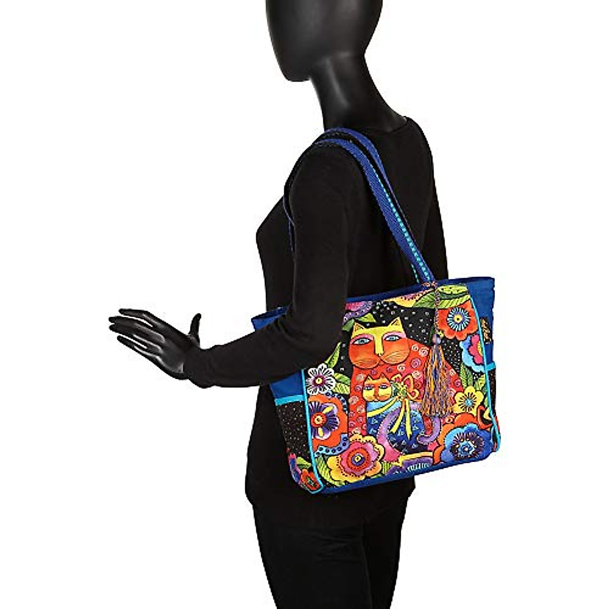 Laurel Burch Mother Daughter In Flowers Medium Tote (Blue)