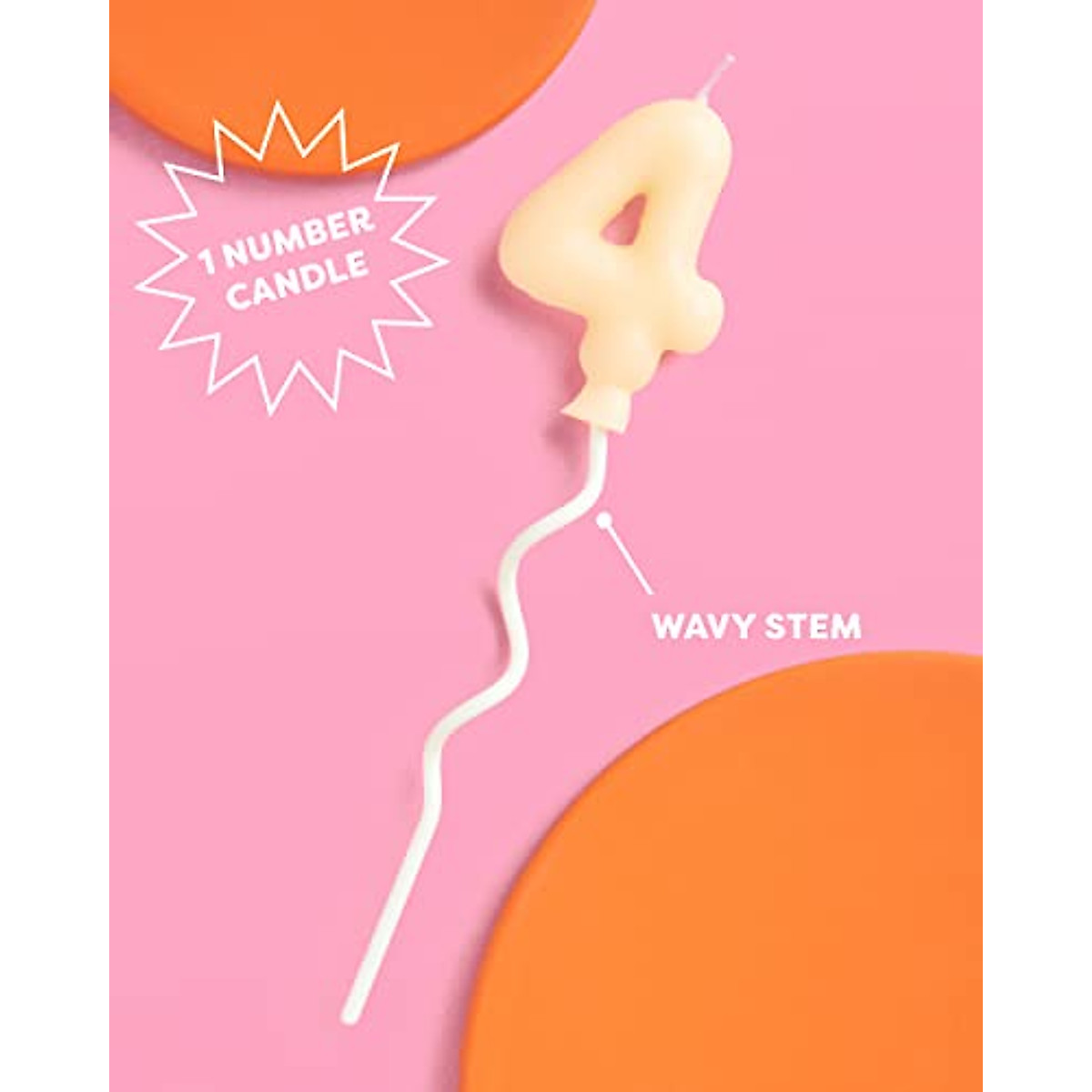 xo, Fetti #4 Orange Birthday Candle - 1 Piece | Birthday Supplies, Fourth Birthday Party Favors, 4th, 14th, 24th, 34th, 40th