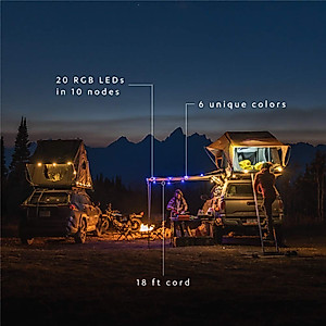 MPOWERD Luci Color Solar String Lights + Phone Charger: Color 18' Rechargeable via Solar or USB-A, 100 Lumens LEDs and 7 Colors, Lasts Up to 15 Hours, Waterproof, Camping, Pool/Patio, and Travel