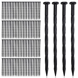 SanSanYa 100pcs Landscape Anchoring Spikes Plastic Edging Nails 8 inch Spiral Landscape Edging Anchoring Spikes Garden Anchoring Spikes for Weed Barrier Landscaping Paver Edging