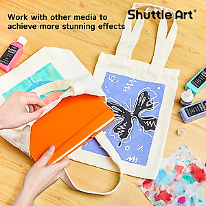 Fabric Paint, Shuttle Art 30 Colors Permanent Soft Fabric Paint in Bottles (60ml/2oz) with Brushes, Palette, Stencils, Non-Toxic Textile Paint for T-shirts, Shoes, Jeans, Bags, DIY Projects&Art Crafts