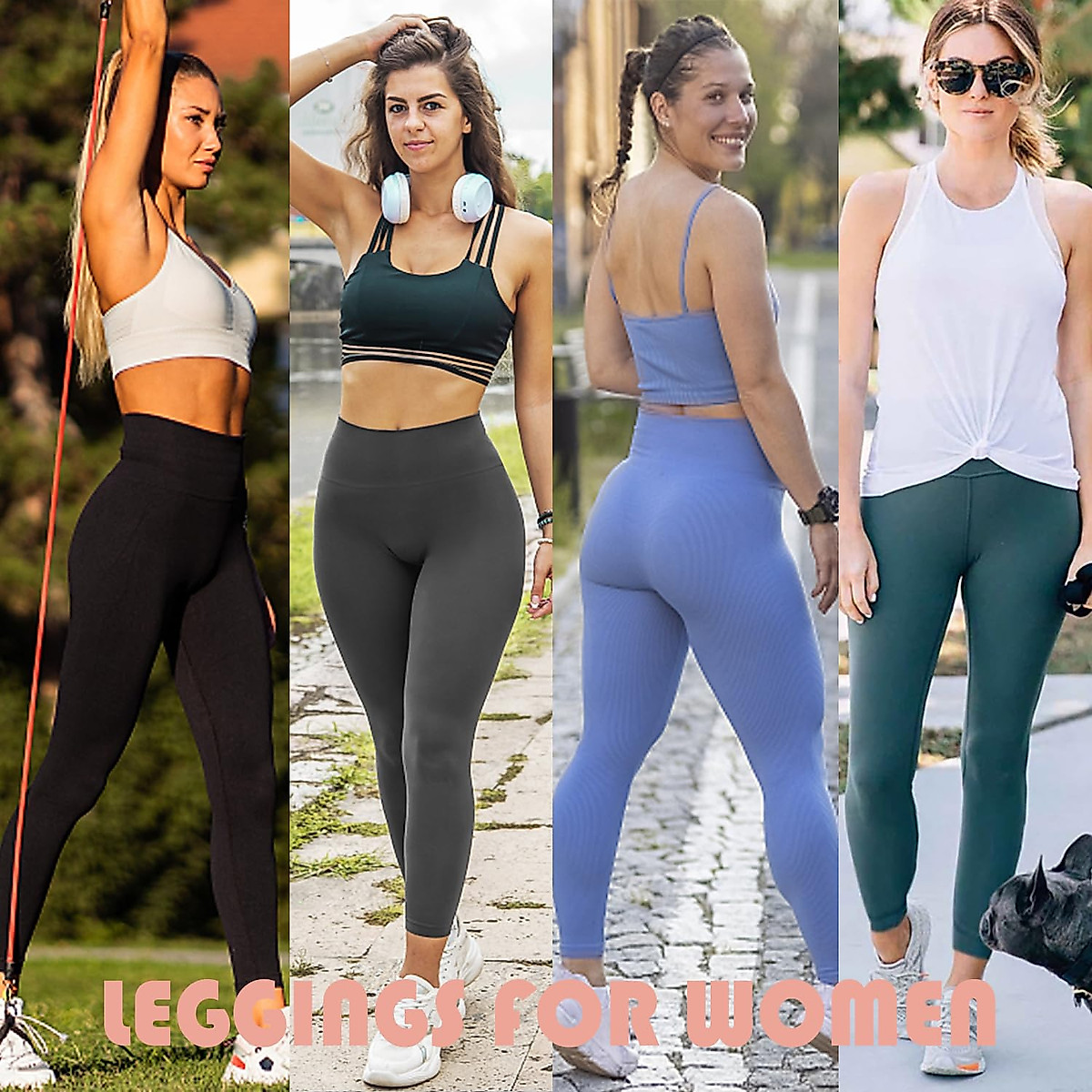 yeuG 7 Pack High Waisted Leggings for Women Tummy Control Soft Workout Yoga Pants(1#7 Pack Black, Small-Medium)