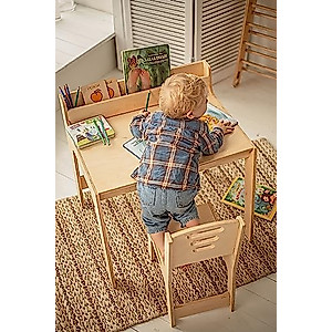 WOOD&ROOM Table with Chair for Children Room, Table for Learnig, Sturdy Table with Chair for Kids, Montessori Table, Art Table with Chair
