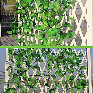 Umefly 3pcs 24 Feet Artificial Hanging Plants Fake Leaves Foliage Flowers Fake Ivy Plant Vine Greenery Garlands for Home Garden Wedding Garland Indoor Outside Decoration