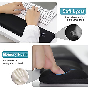 Ergonomic Keyboard Wrist Rest Pad and Mouse Pad Hand Support for Laptop Computer Wrist Rest Support Cushion Memory Foam Set for Office Gaming Easy Typing - Black