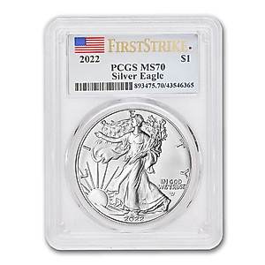 2022 1 oz American Silver Eagle MS-70 (First Strike - Flag Label) $1 MS70 PCGS